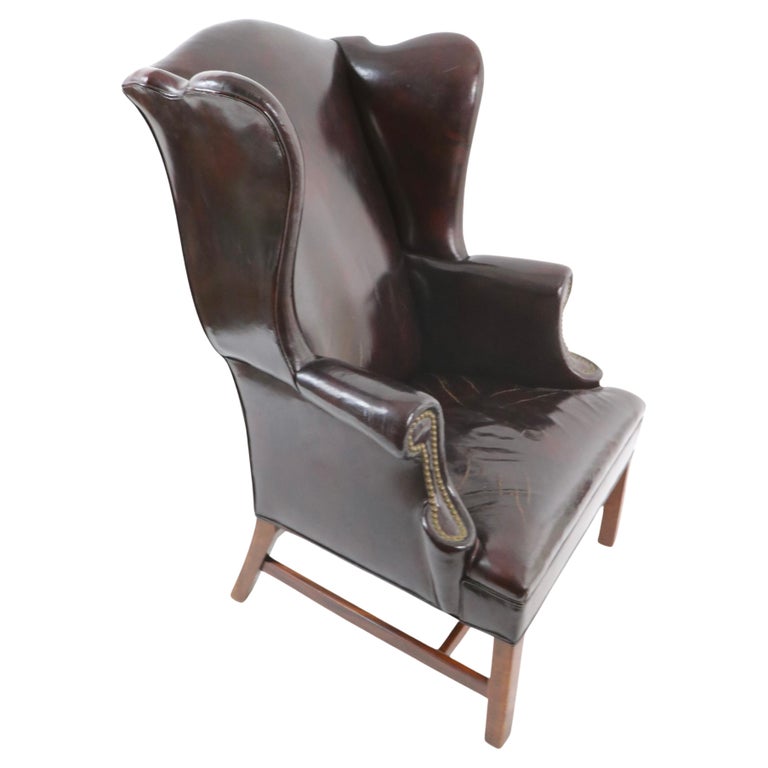 Georgian Style Wingback Chair in Leather at 1stDibs