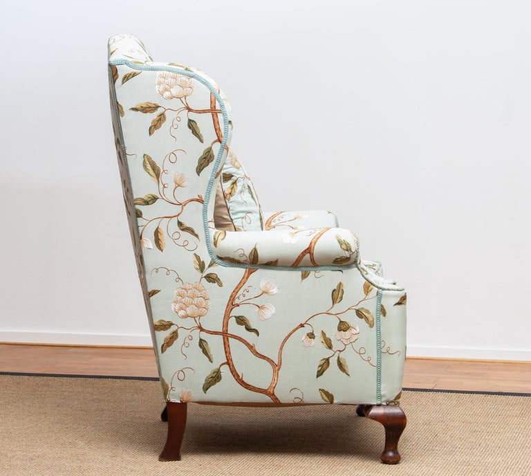 Georgian Style Wingback Chair with Embroidered Fabric, "Completely ...