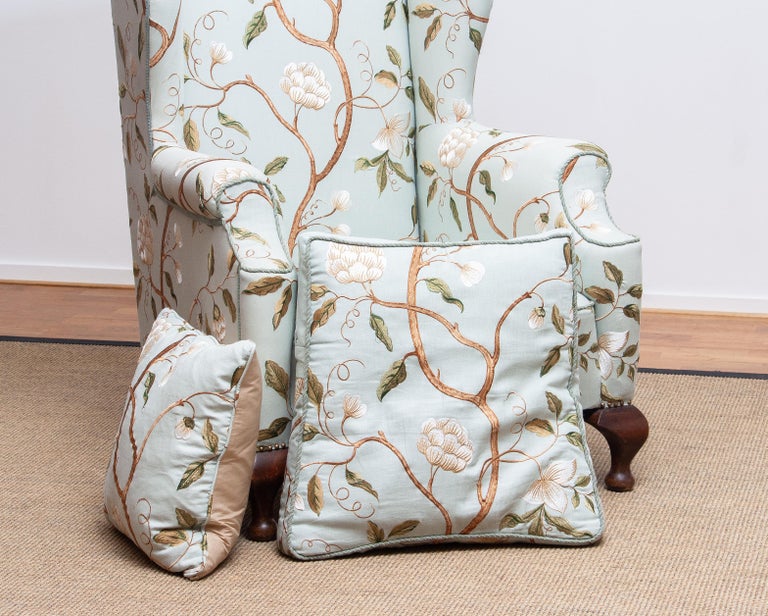 Georgian Style Wingback Chair with Embroidered Fabric, "Completely ...