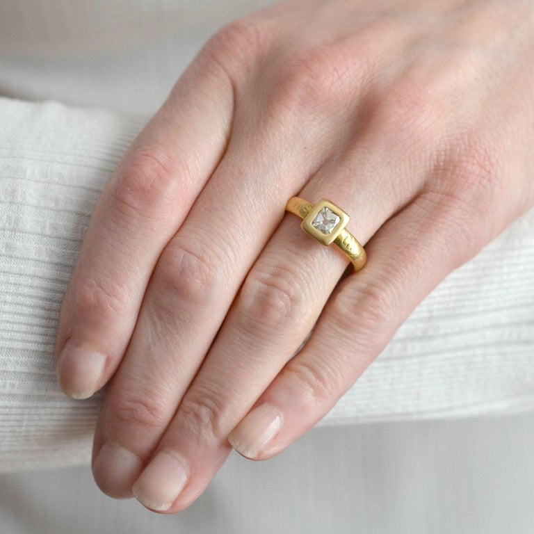 Georgian Table Cut Diamond Inscribed Gold Ring For Sale at 1stDibs
