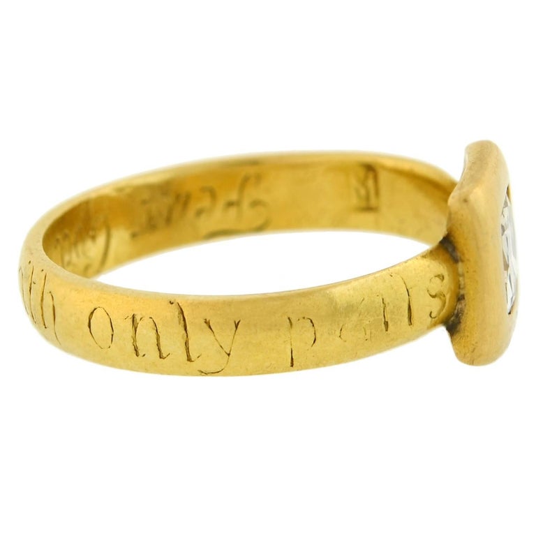Georgian Table Cut Diamond Inscribed Gold Ring For Sale at 1stDibs