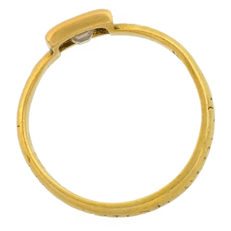 Georgian Table Cut Diamond Inscribed Gold Ring For Sale at 1stDibs