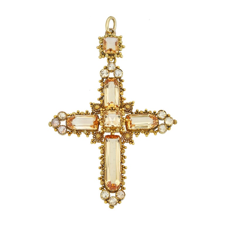 Georgian Topaz Cross Pendant For Sale at 1stDibs