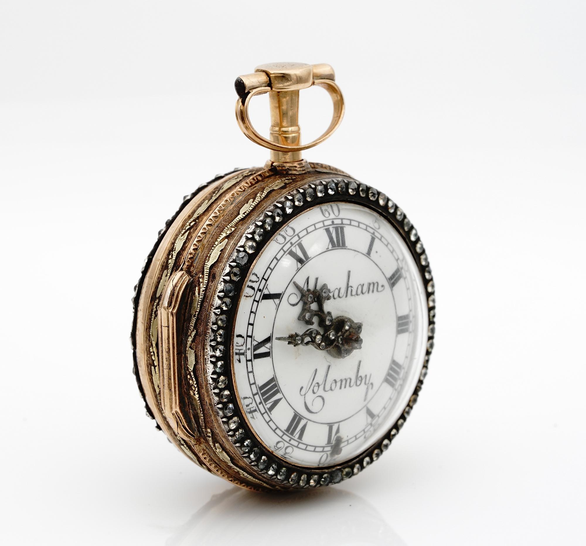 Georgian Verge Watch Rose cut Diamond 20 Kt gold Abraham Colomby For ...