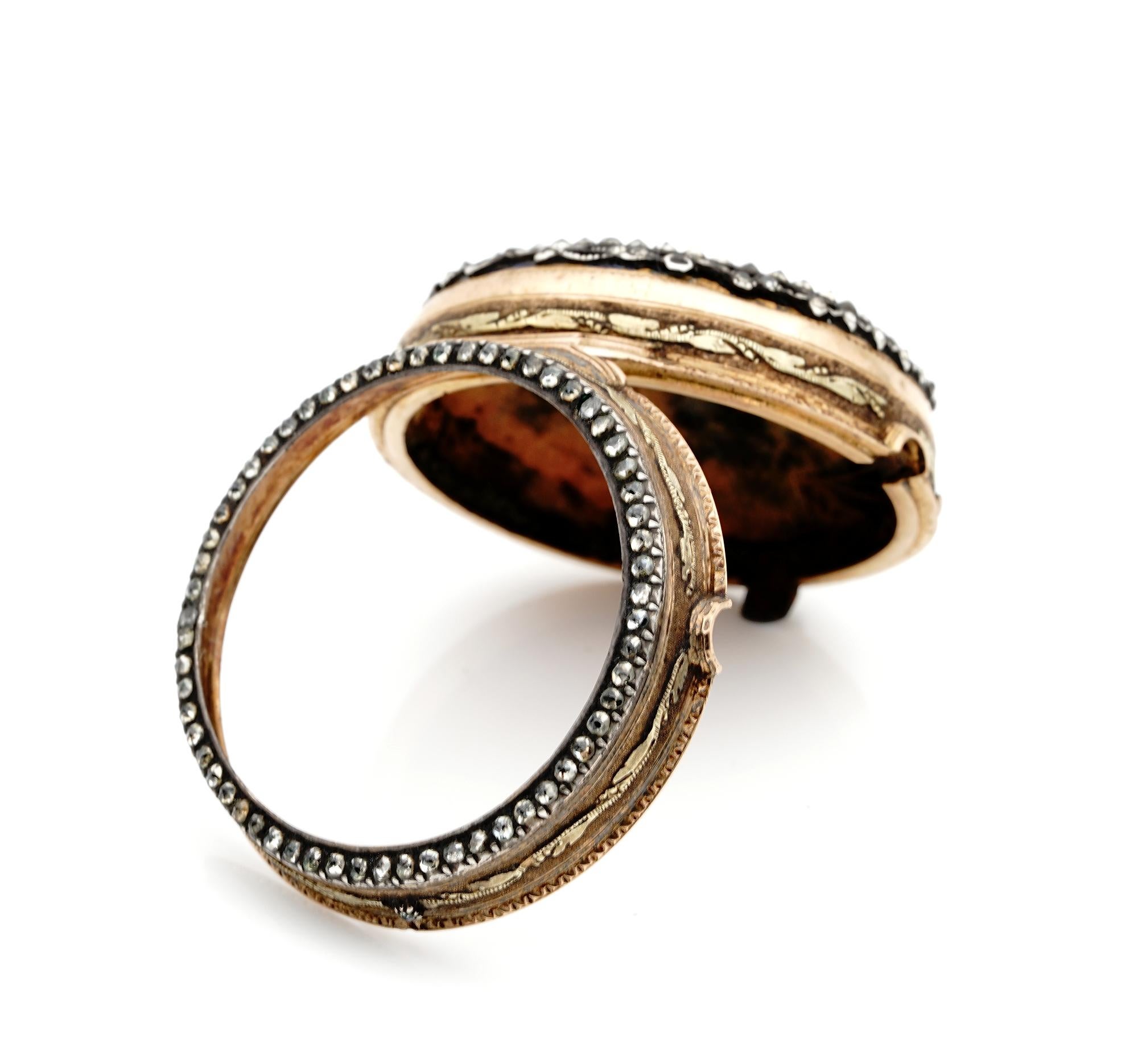 Georgian Verge Watch Rose cut Diamond 20 Kt gold Abraham Colomby For ...