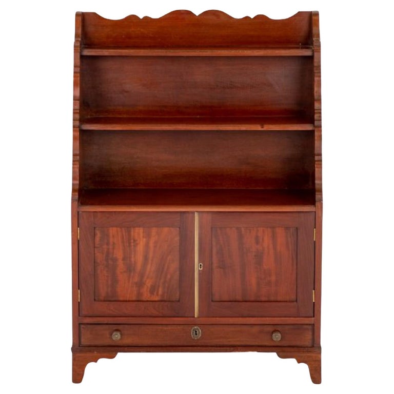 Georgian Waterfall Bookcase Mahogany Antique For Sale at 1stDibs