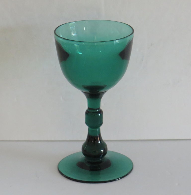 Georgian Wine Glass Bristol Green Rare Cylinder and Basal Knop, English ...