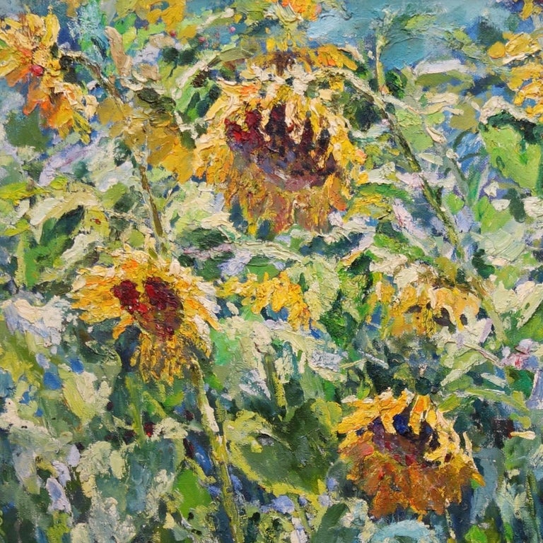 Georgij Moroz - "Child among sunflowers" cm. 148 x 126 Oil at 1stDibs