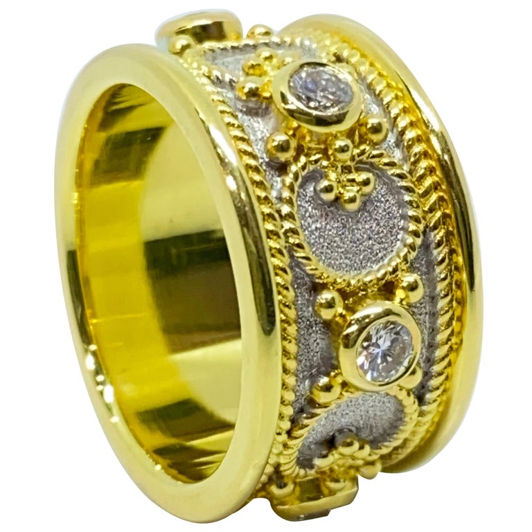 Georgios Collections 18 Karat Gold and Rhodium Diamond Two-Tone Band ...