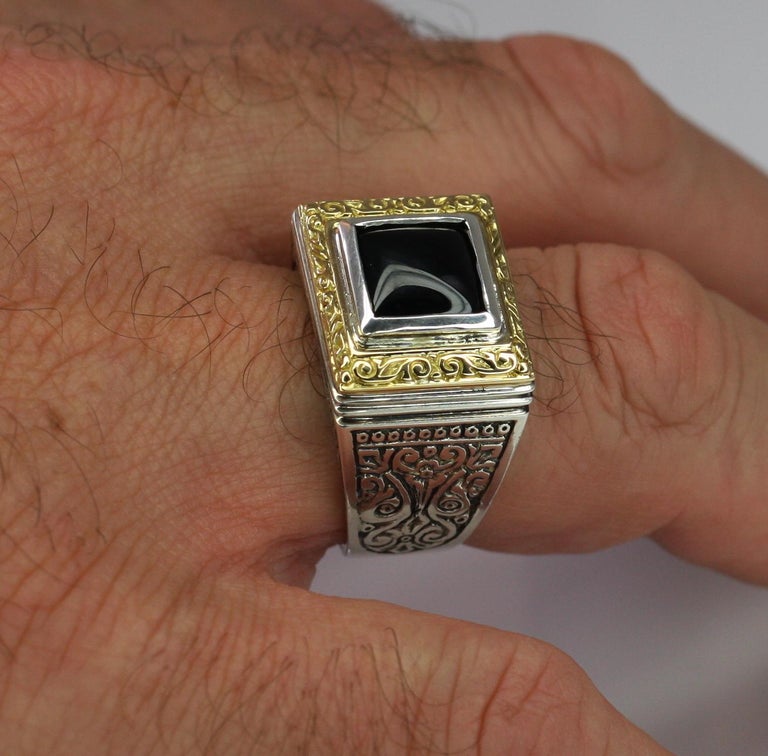 Georgios Collections 18 Karat Gold and Silver Mens Two-Tone Ring with ...