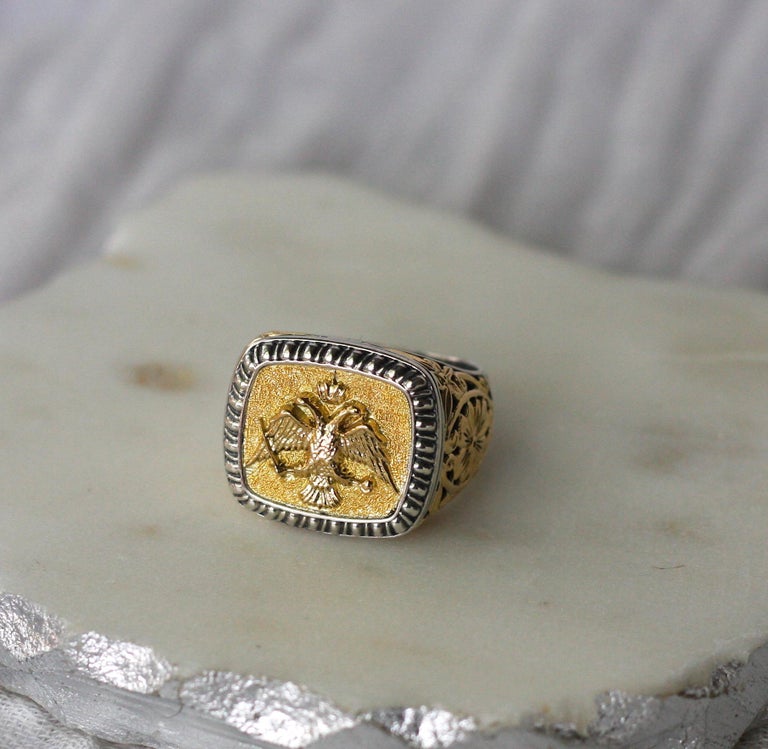 Georgios Collections 18 Karat Gold and Silver Unisex Double Headed ...