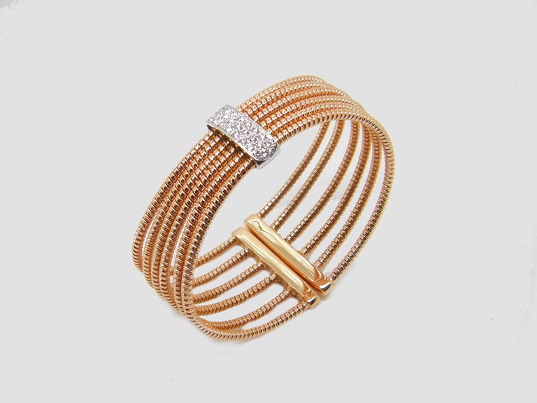 Georgios Collections 18 Karat Rose and White Gold Diamond Flexi Cuff ...