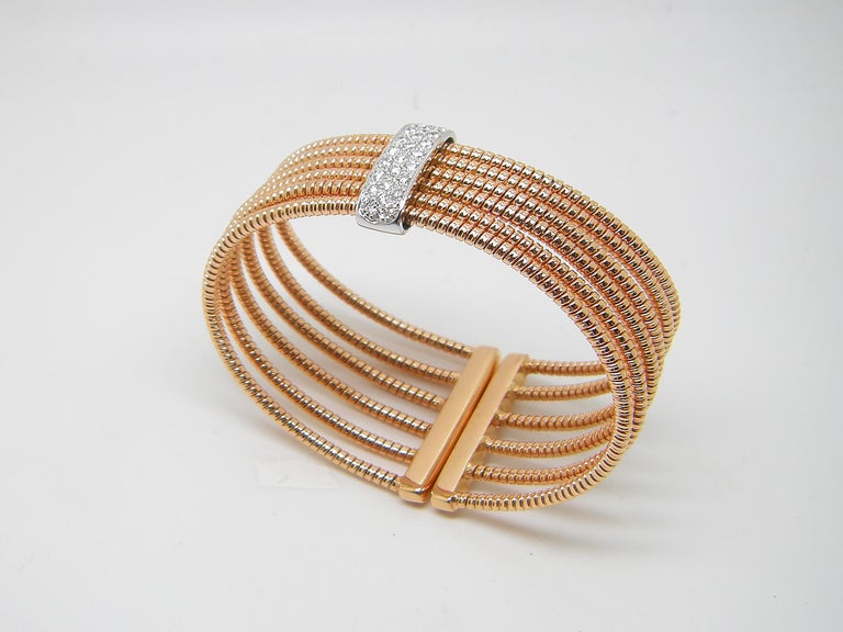 Georgios Collections 18 Karat Rose and White Gold Diamond Flexi Cuff ...