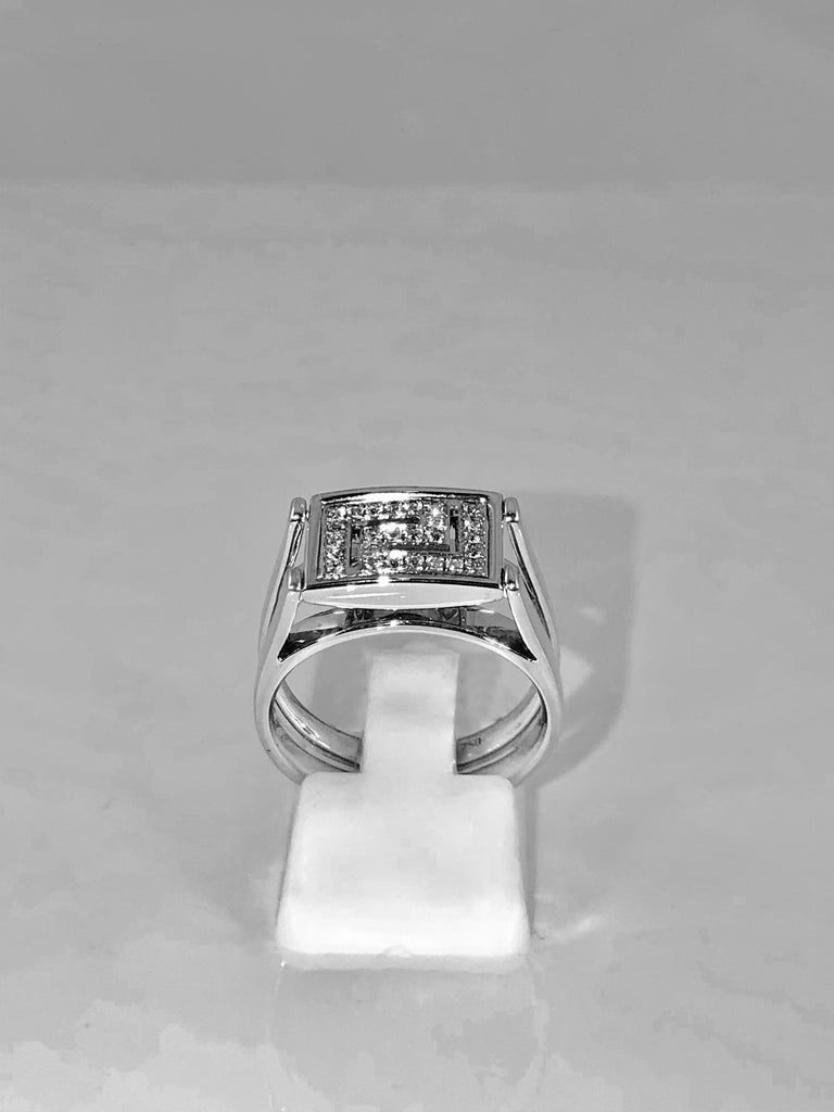 Georgios Collections 18 Karat White Gold Diamond Reversible Greek Key ...