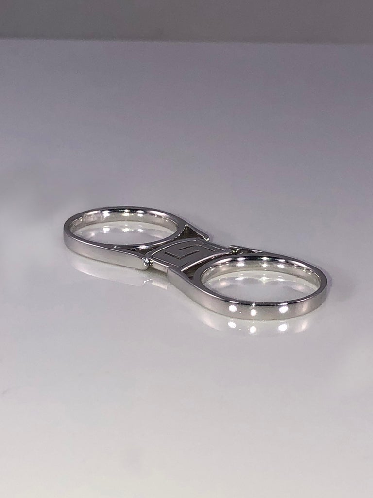 Georgios Collections 18 Karat White Gold Diamond Reversible Greek Key ...