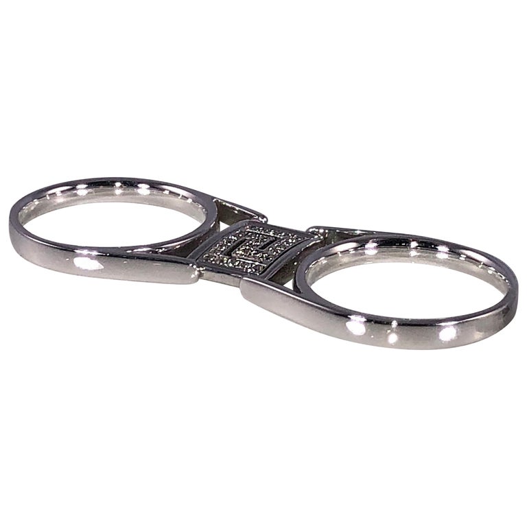 Georgios Collections 18 Karat White Gold Diamond Reversible Greek Key ...