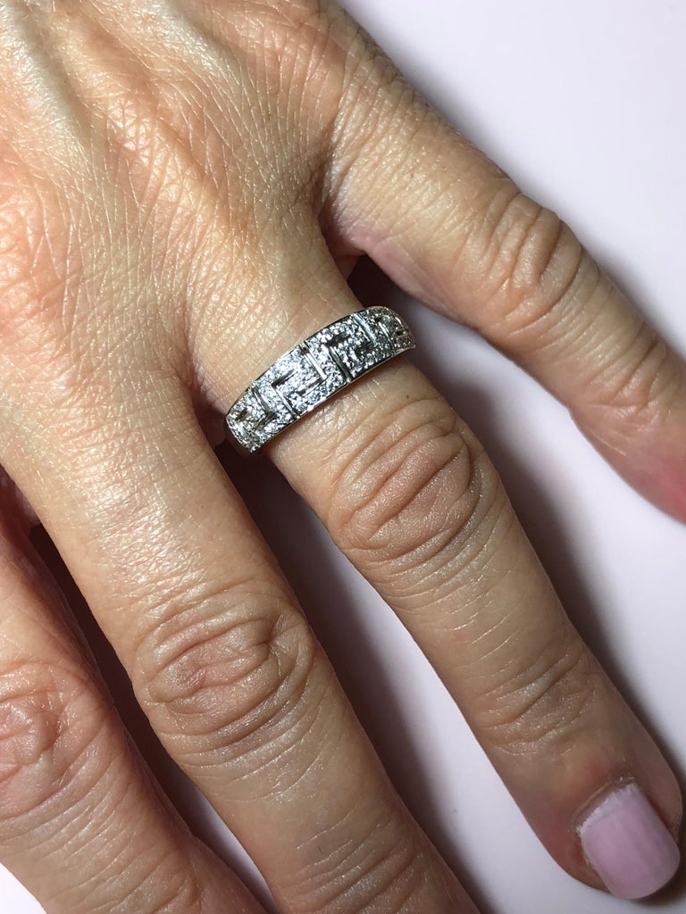 Georgios Collections 18 Karat White Gold Diamond the Greek Key Design ...