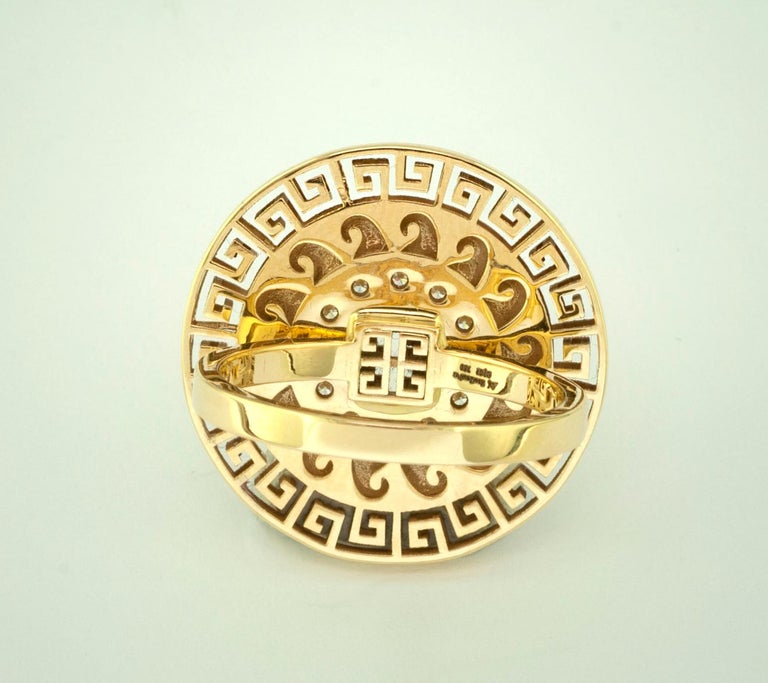 Georgios Collections 18 Karat Yellow Gold and White Diamond Greek Key ...