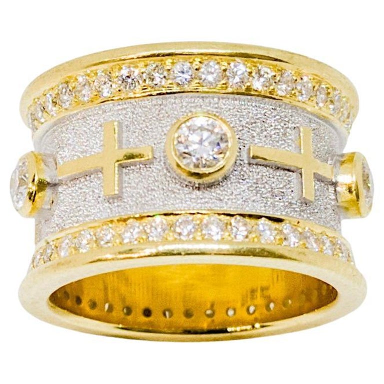 Georgios Collections 18 Karat Yellow Gold Band Ring with Diamonds and ...