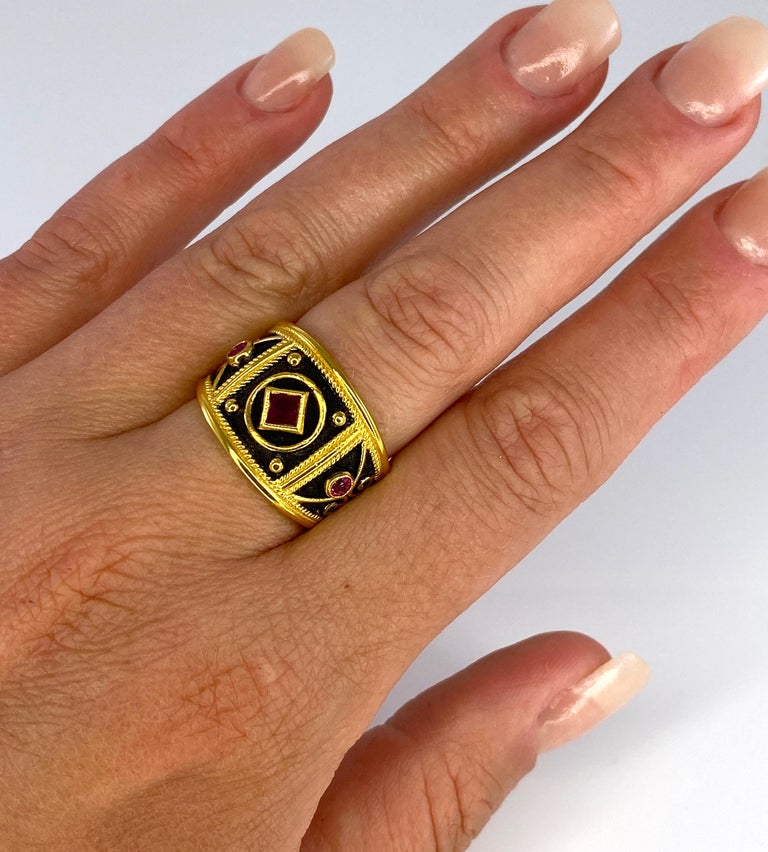 Georgios Collections 18 Karat Yellow Gold Black Rhodium Granulation ...