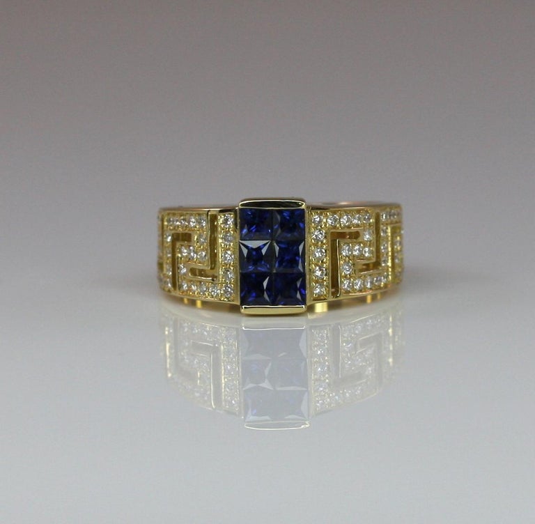Georgios Collections 18 Karat Yellow Gold Diamond and Sapphire Greek ...