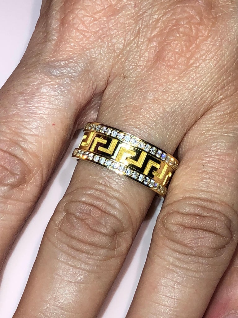Georgios Collections 18 Karat Yellow Gold Diamond Eternity Greek Key ...