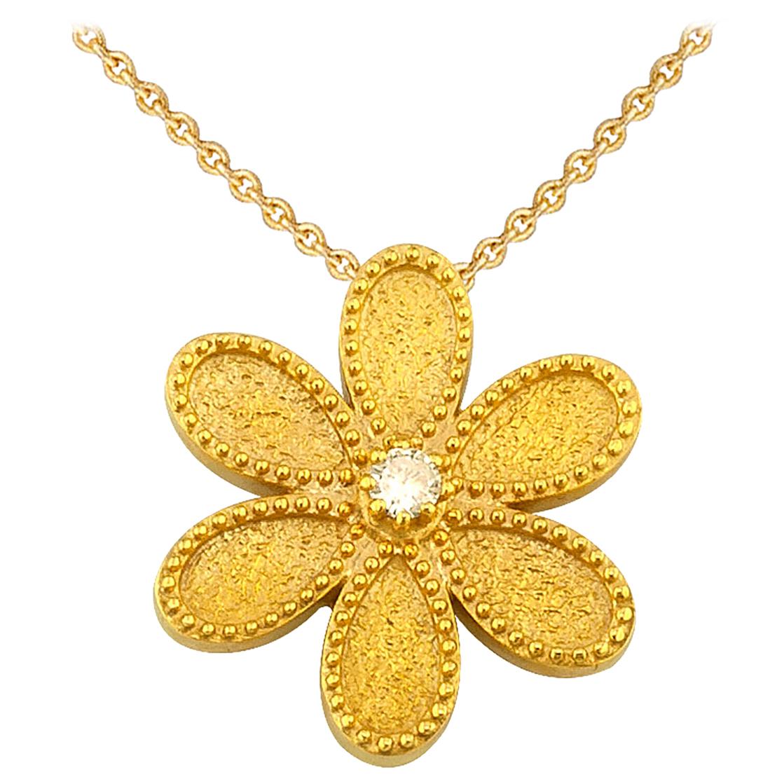 Georgios Collections 18 Karat Yellow Gold Diamond Square Small Cross ...