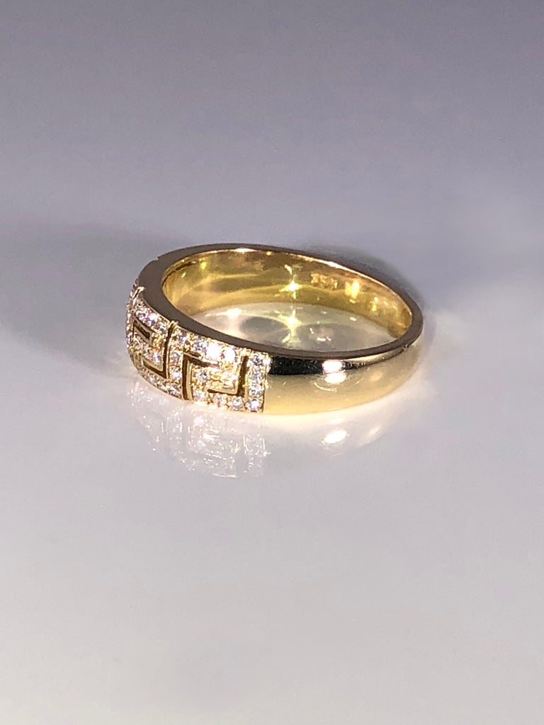 Georgios Collections 18 Karat Yellow Gold Diamond Greek Key Design Band ...