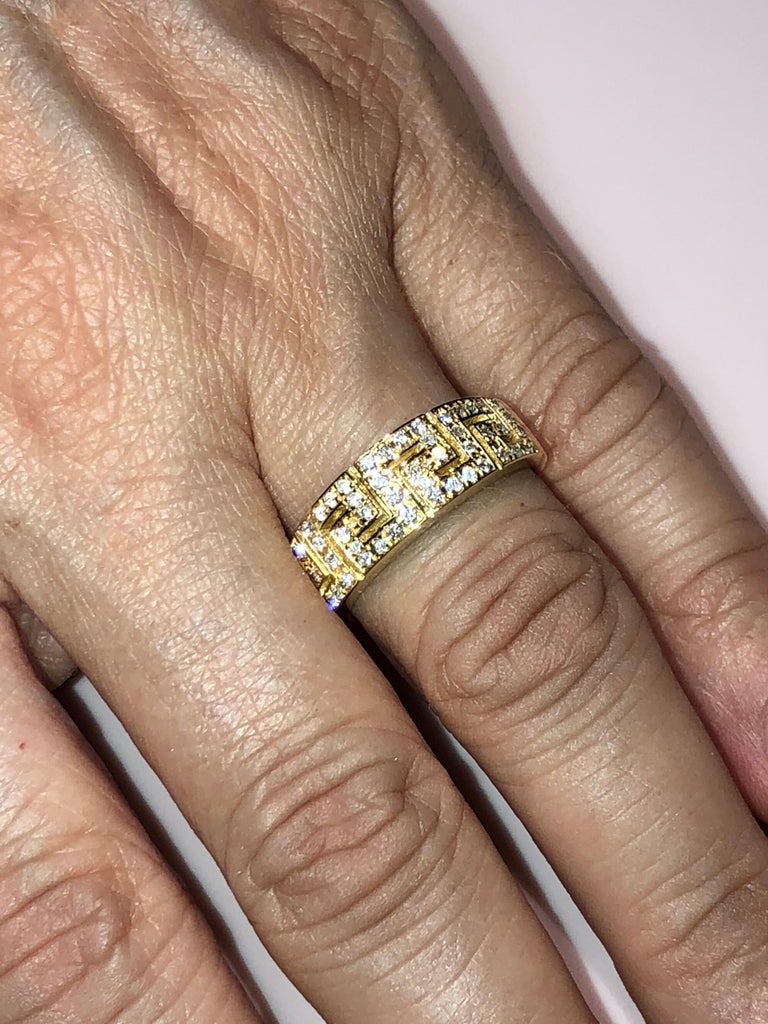Georgios Collections 18 Karat Yellow Gold Diamond the Greek Key Design ...
