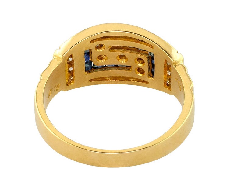 Georgios Collections 18 Karat Yellow Gold Diamond Sapphire Greek Key ...