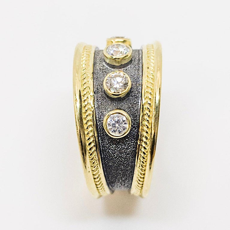 Georgios Collections 18 Karat Yellow Gold Rhodium Diamond Byzantine ...