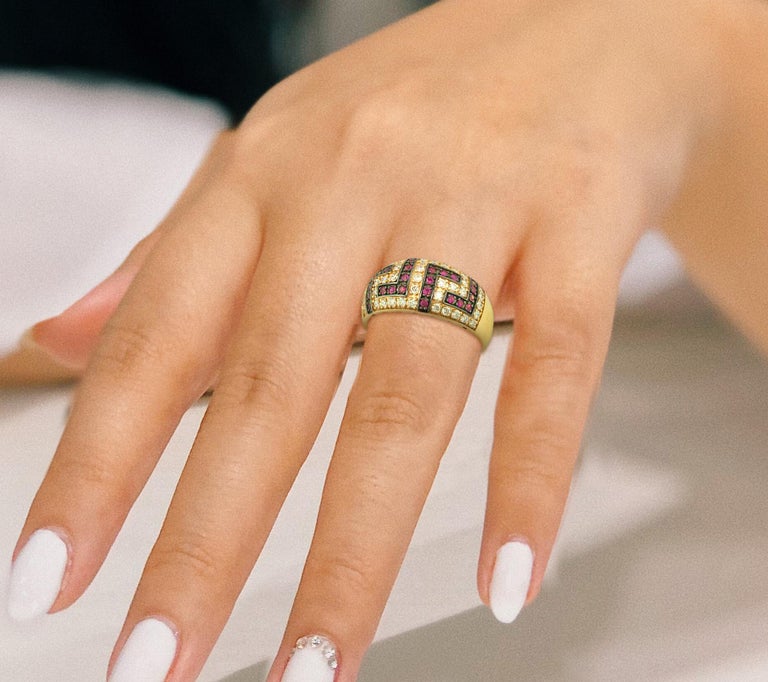 Georgios Collections 18 Karat Yellow Gold Ruby Diamond Two-Tone Greek ...