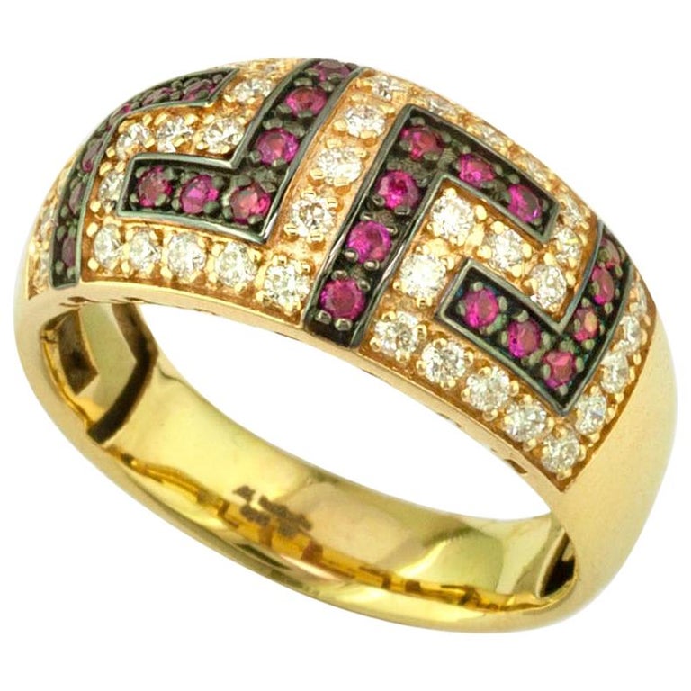 Georgios Collections 18 Karat Yellow Gold Ruby Diamond Two-Tone Greek ...