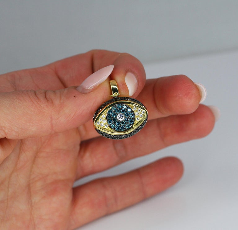 Georgios Collections Mati Pendant Yellow Gold 18 Karat Blue Black White ...