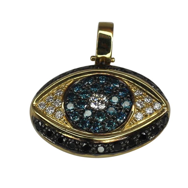 Georgios Collections Mati Pendant Yellow Gold 18 Karat Blue Black White ...