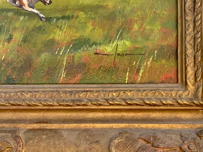 Gerald Coulson - English fox hunting scene with fox hounds, men up on ...