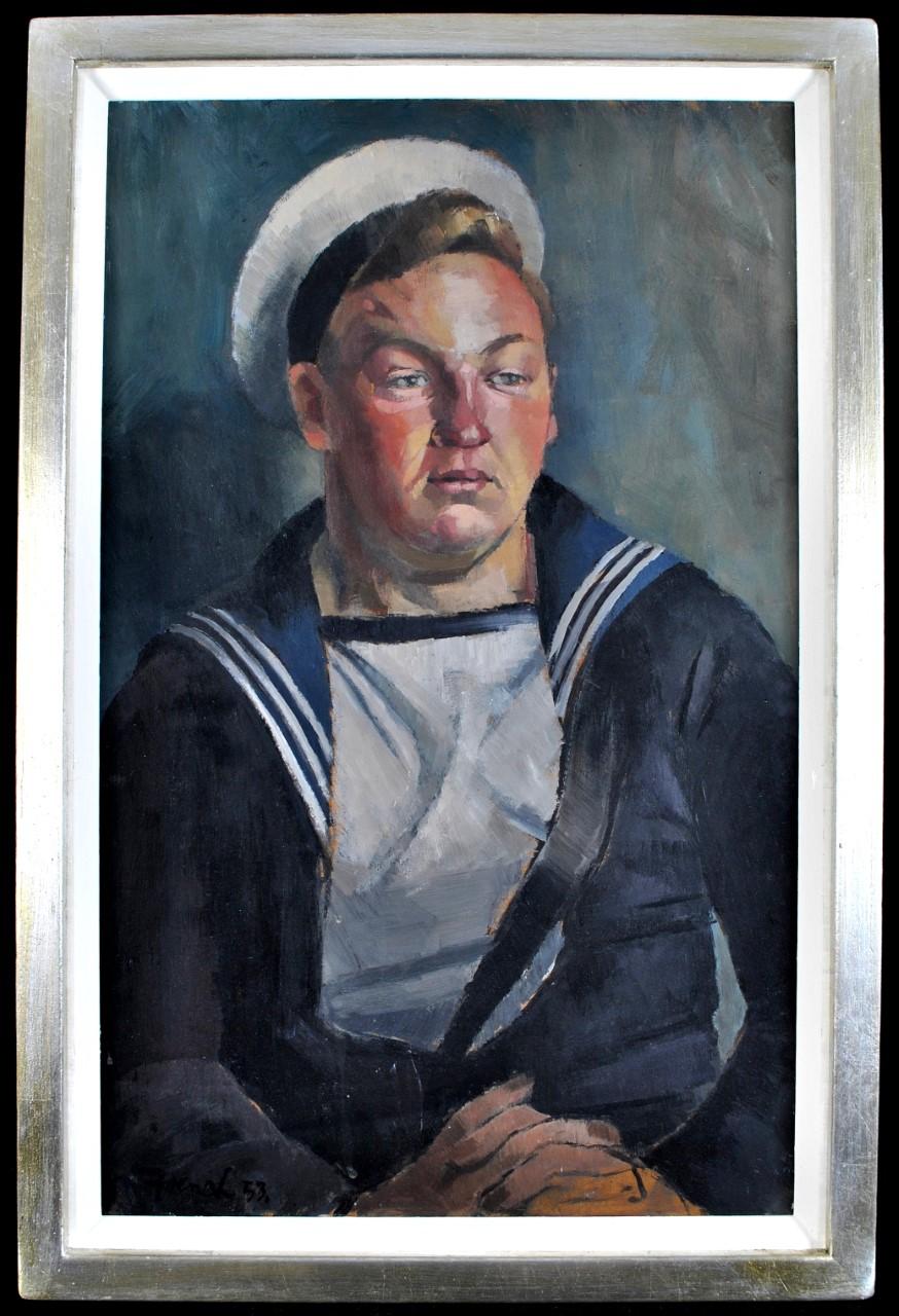 Gerald French - Portrait of a Sailor - Mid 20th Century English Oil on ...