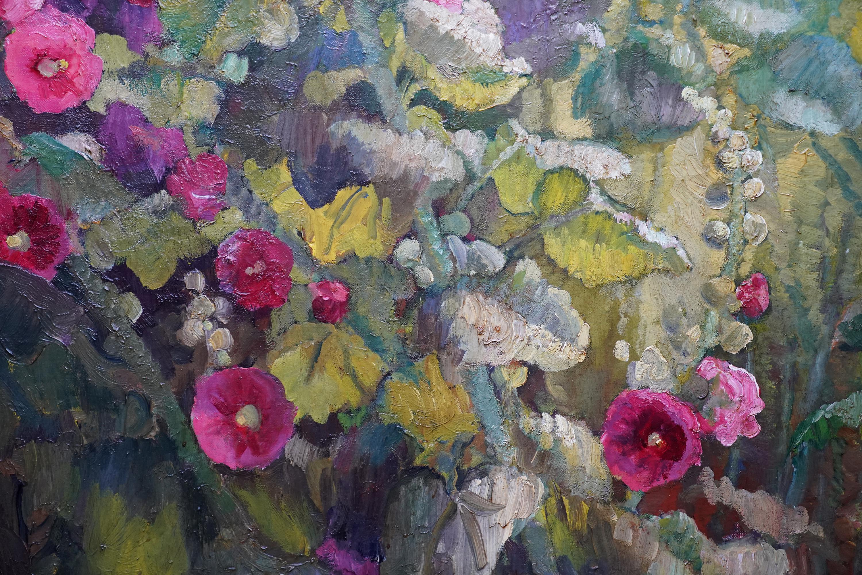 Gerald Spencer Pryse - Hollyhocks and Sunflowers Floral - British Art ...