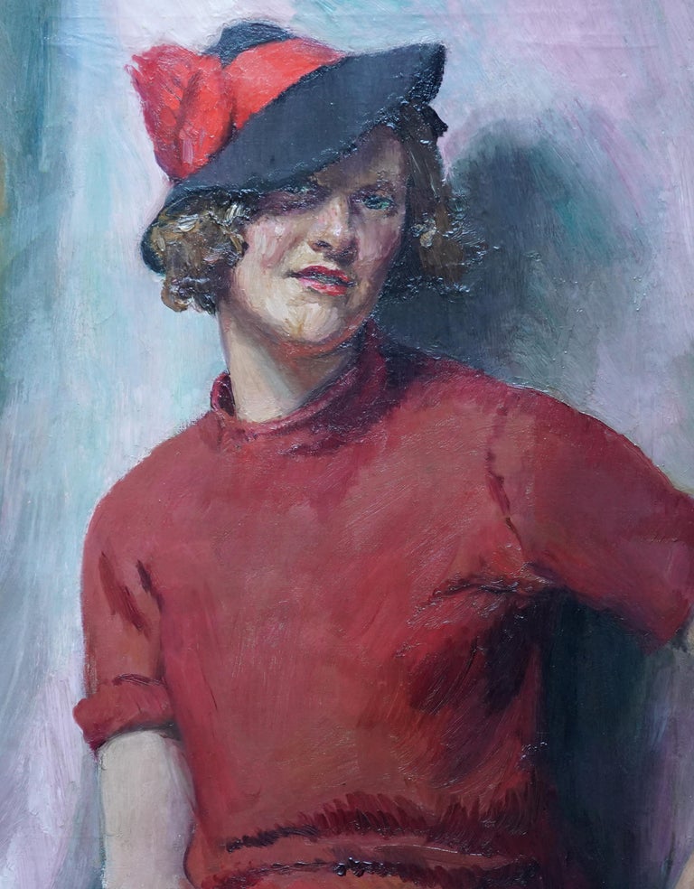 Gerald Spencer Pryse - Portrait of a Lady in Red - British 1940's art ...