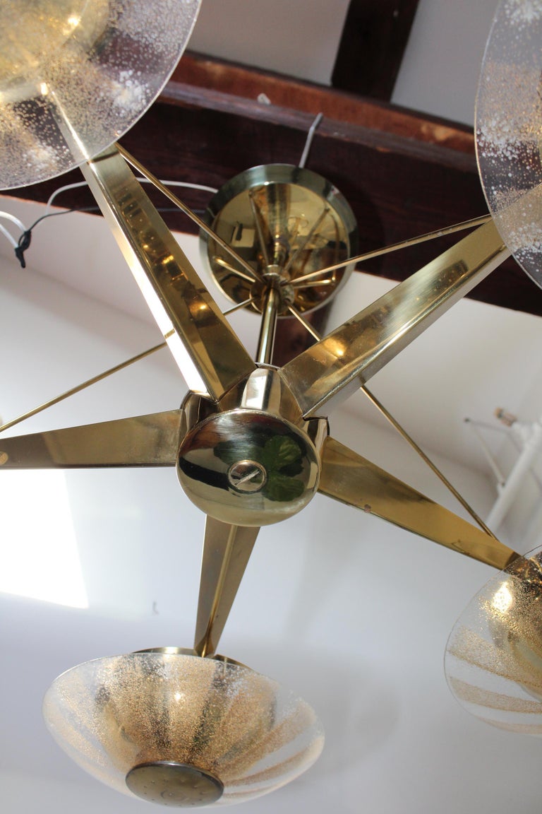 Gerald Thurston for Lightolier Brass and Glass Chandelier For Sale at ...