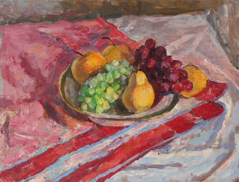 Gerald Wasserman - Tabletop Still Life with Fruit, Oil Painting, 20th ...