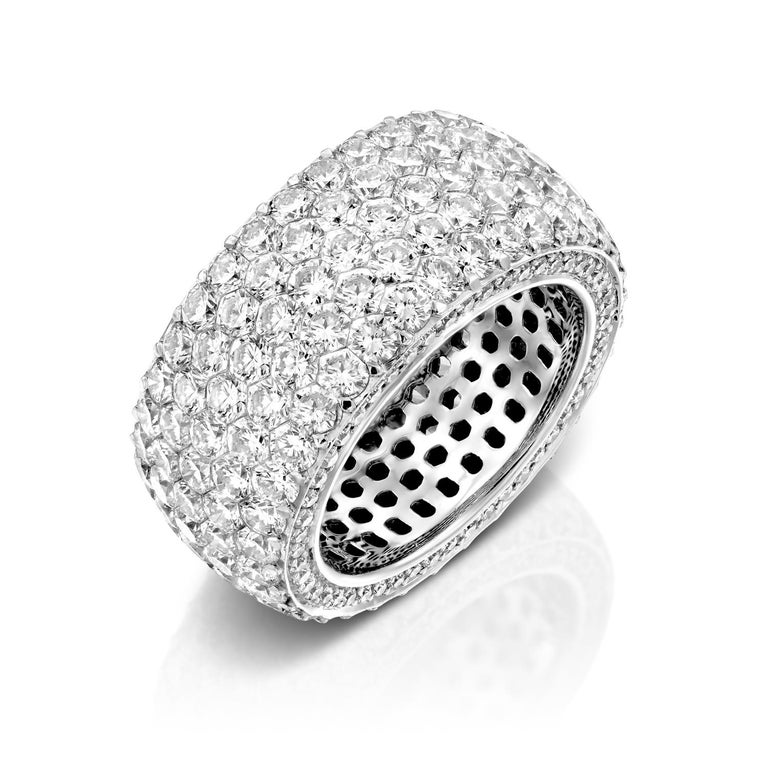 Customizable Geraldo 11.55 Carat 5 Row Diamond White Gold Invisible ...