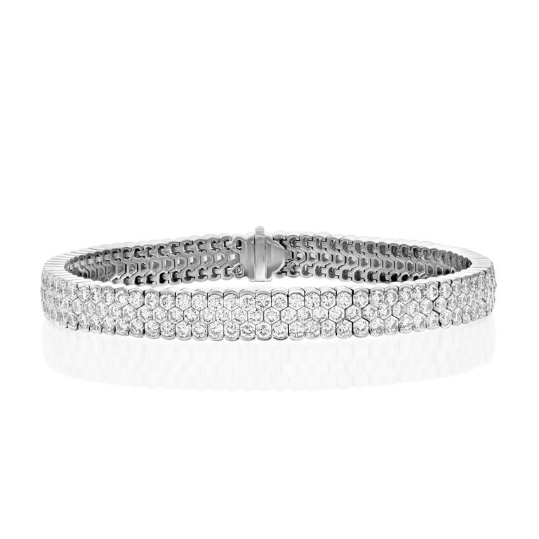 Geraldo 14.2 Carat 3 Row Diamond White Gold Invisible Setting Bracelet ...