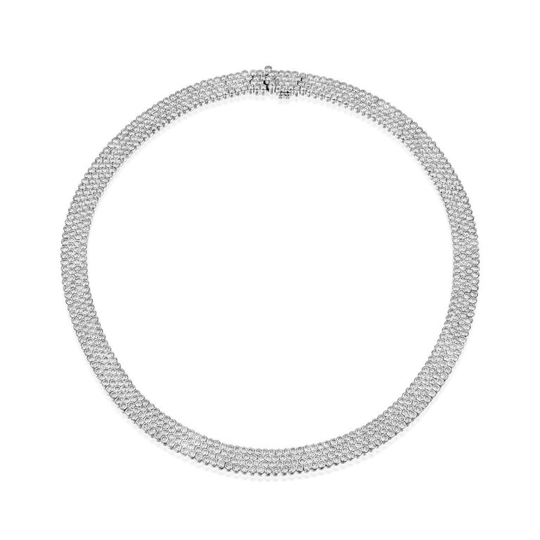 Geraldo 57.10 Carat 4 Row Diamond White Gold Invisible Setting Necklace ...
