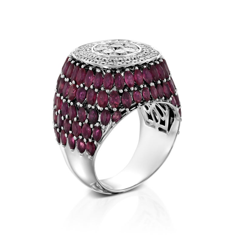Geraldo Ruby Diamond White Gold Invisible Setting Ring For Sale at 1stDibs