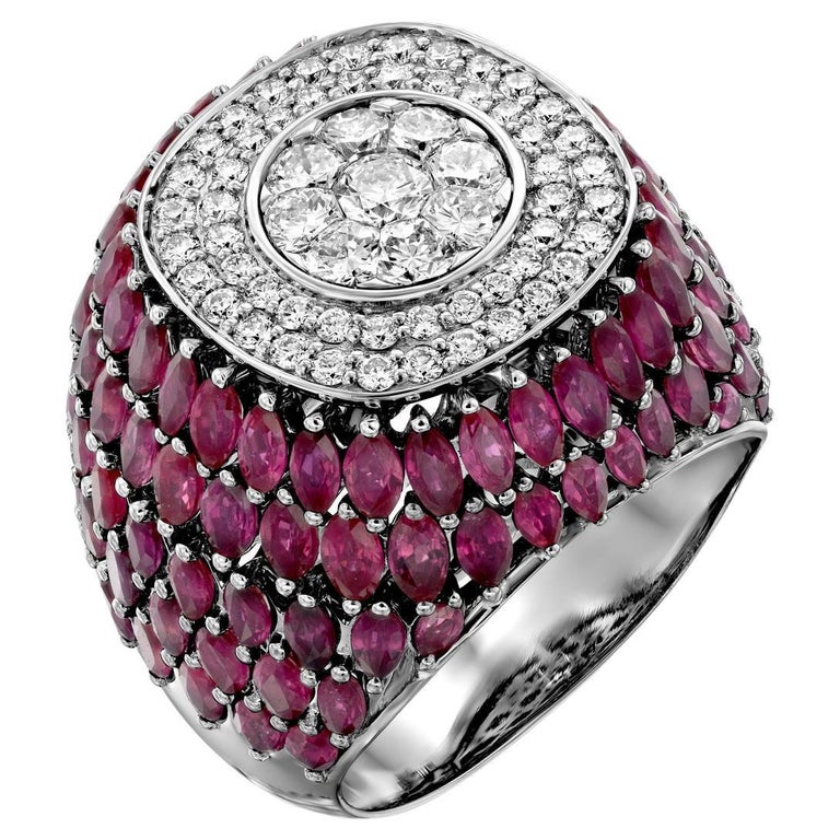 Geraldo Ruby Diamond White Gold Invisible Setting Ring For Sale at 1stDibs