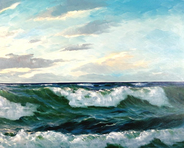 Gerard Lucas-Larsen - Waves Breaking - Large Mid 20th Century Oil on ...