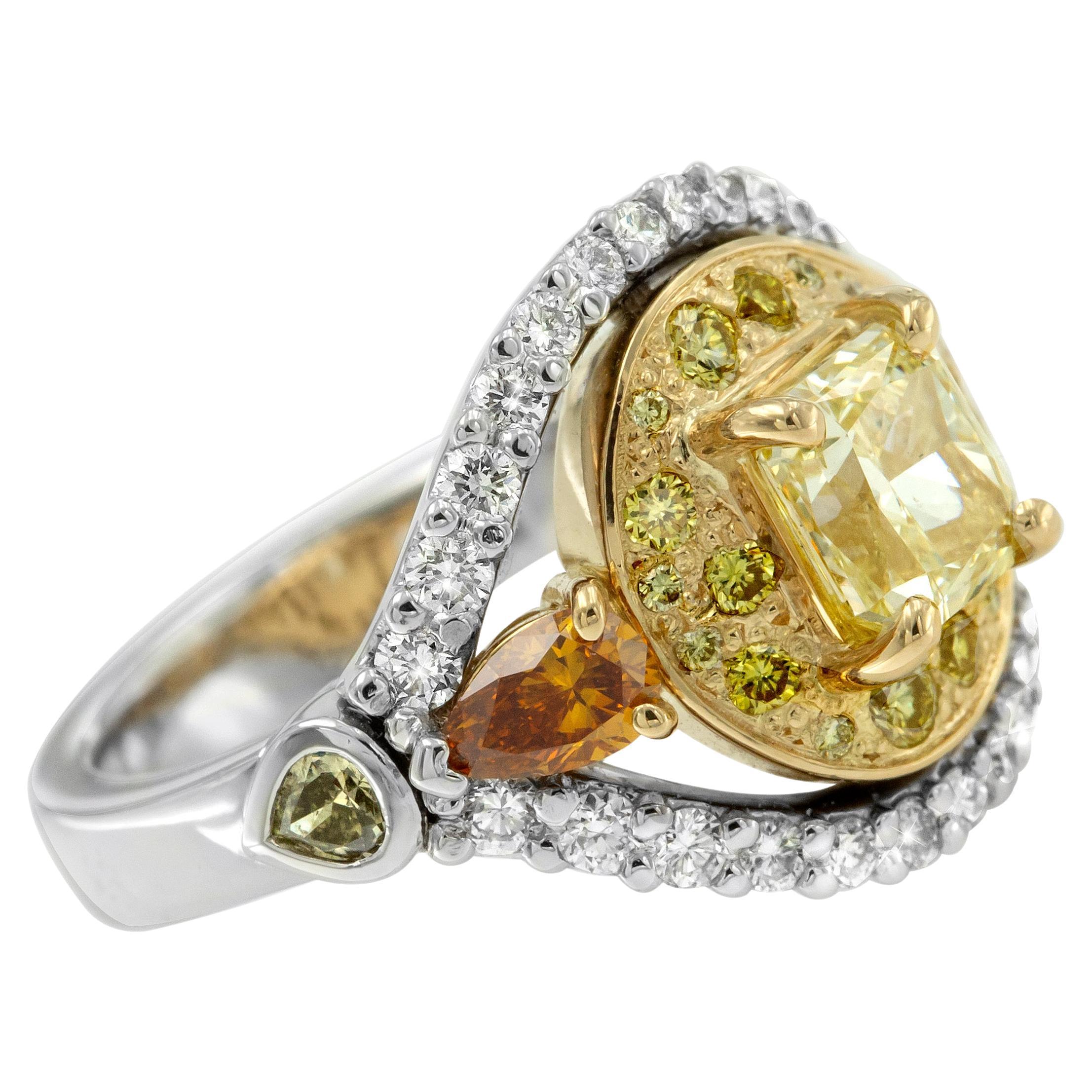 "Echunga" Fancy Yellow, Green and Orange Diamond Ring in 18ct Gold For ...