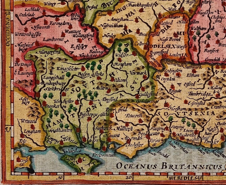 Gerard Mercator - Southeastern England: A 17th Century Hand-Colored Map ...