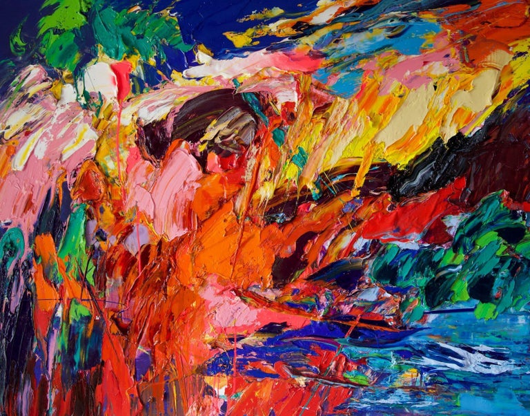 Gerard Stricher - Rêve pourpre et d'or - Textured Oil Painting on ...